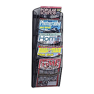 Safco 5578Bl Onyx Mesh Literature Rack Five Compartments 10-1/4W X 3-1/2D X 28-1/3H Black