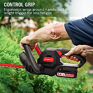 ECOMAX 18V 22-Inch Cordless Hedge Trimmer, Ideal for Pruning Branches in Your Backyard, Garden, Hedge Trimmer with 2.0AH Battery & Charger, ELG06