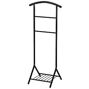 Kings Brand Furniture - Amos Black Metal Wardrobe Suit Valet Stand Organizer, Clothes Rack, Contour Hanger, Trouser Shoe Rack