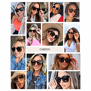 DIFF Carson Designer Square Oversized Sunglasses Women UV400 Polarized Protection, Black Extra large trendy 2023 frames