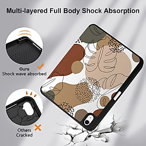 TWOLSKOO for New iPad 10th Generation Case 10.9 inch 2022, [Built-in Pencil Holder, Support Auto Sleep/Wake] Trifold Stand Protective Rubberized Back Cover, Geometric Shapes