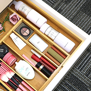 Diosbles Kitchen Bamboo Drawer Utensil Organizer Expandable Silverware Drawer Organizer and Cutlery Tray