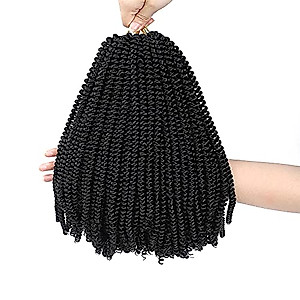 Spring Twist Hair 12 inch 8 packs Spring Twist Crochet Hair For Butterfly Locs Soft Locs Bomb Twist Short Fluffy Black Crochet Braids Hair Synthetic Fiber Braiding Hair Extensions (12Inch 1B#)