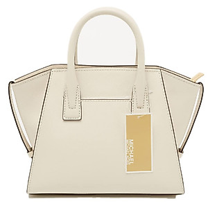 Michael Kors Avril Small Top Zip Slouchy Satchel Crossbody Light Cream White