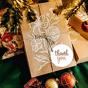 Yipmai Thank You Stickers Roll, 500PCs Round Thank You Stickers for Business with Rose Gold Letters, Decorative Sealing Labels for Greeting Cards, Flower Bouquets, Weddings, Parties (White-Rose Gold)