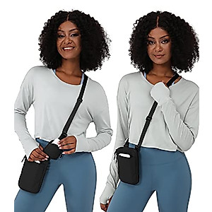 ODODOS Unisex Crossbody Bag with Removable Small Pouch Adjustable Belt Bag for Cell Phone Travel Workout Running Hiking, Black