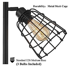 Modern Floor Lamp for Living Room Bright Lighting Tall Stand Up Lamp Farmhouse Rustic Industrial Black Tree Floor Lamps for Bedrooms, Office with Reading Light Standing Lamp