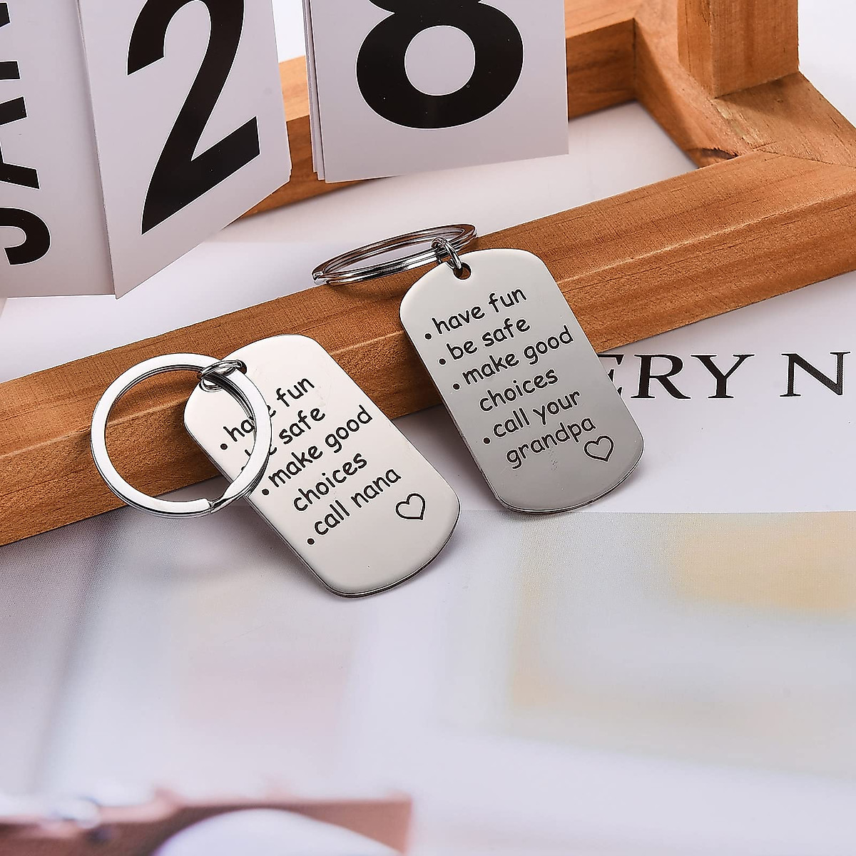 LIBOOI Drive Safe Keychain, Have Fun Be Safe Make Good Choices Stainless Steel Keychain Christmas Birthday Gifts