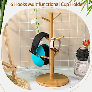 Zopeal 4 Pcs Mug Holder Tree Coffee Cup Holder Bamboo Mug Rack Coffee Mug Stand Tea Cup Organizer Mug Hanger with 6 Hooks for Storage Kitchen Cabinet Display Accessories Counter Bar