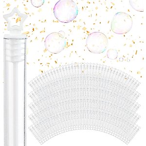 Wedding Bubbles Bulk - White Star Top Wands (100 Count) Individual Mini Bubble Wand Favors for Weddings, Celebration Party Favor for Guests - Stock Your Home