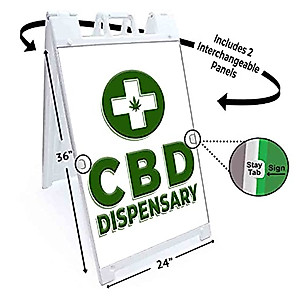 CBD Dispensary (24" X 36") Deluxe A-Frame Signicade, Includes 2 Removable Panels & Stand