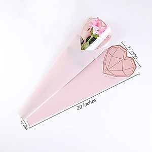 JOSON 24Pcs/6 color flower packaging bag single rose flower bag waterproof material simple diamond heart shape gift packaging