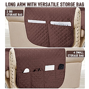 ASHLEYRIVER Reversible Recliner Chair Cover, Sofa Slipcover for Dogs, 3 Cushion Couch Protector (Recliner Oversize: Chocolate/Beige)