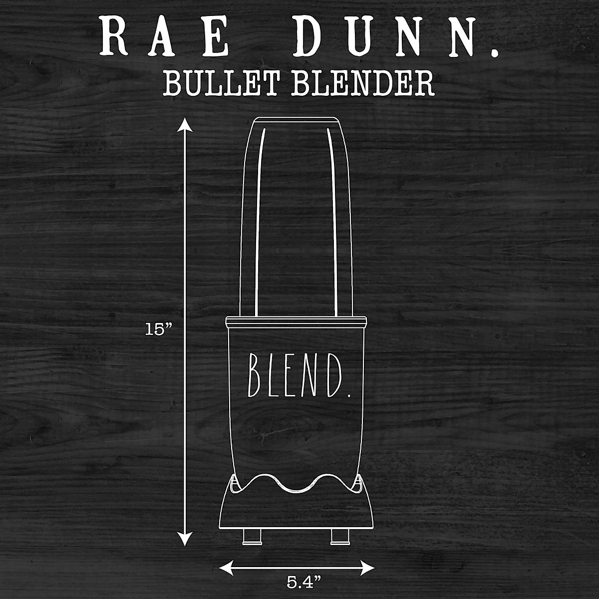 Rae Dunn Personal Blender 600W | 24oz Capacity | BPA-Free Jar | Crushes Ice | Leak-Proof | Anti-Slip Feet | Dishwasher Safe, Black