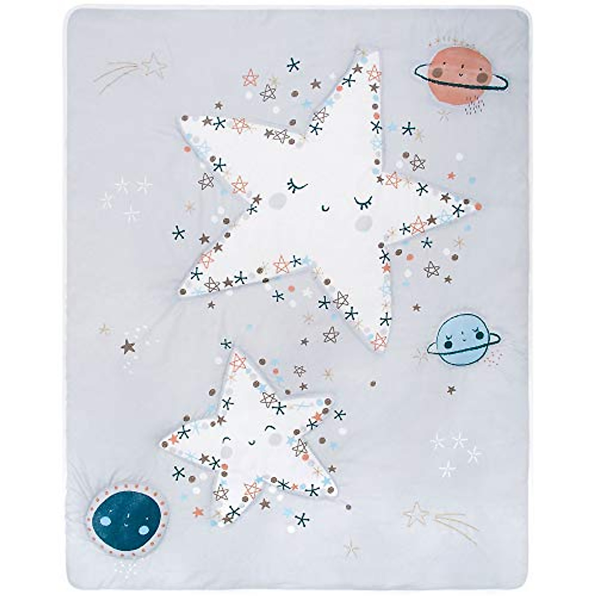 Sammy & Lou Starlight 4-Piece Baby Crib Bedding Set, Includes Quilt, Fitted Crib Sheets Neutral, Crib Skirt, and Plush Toy