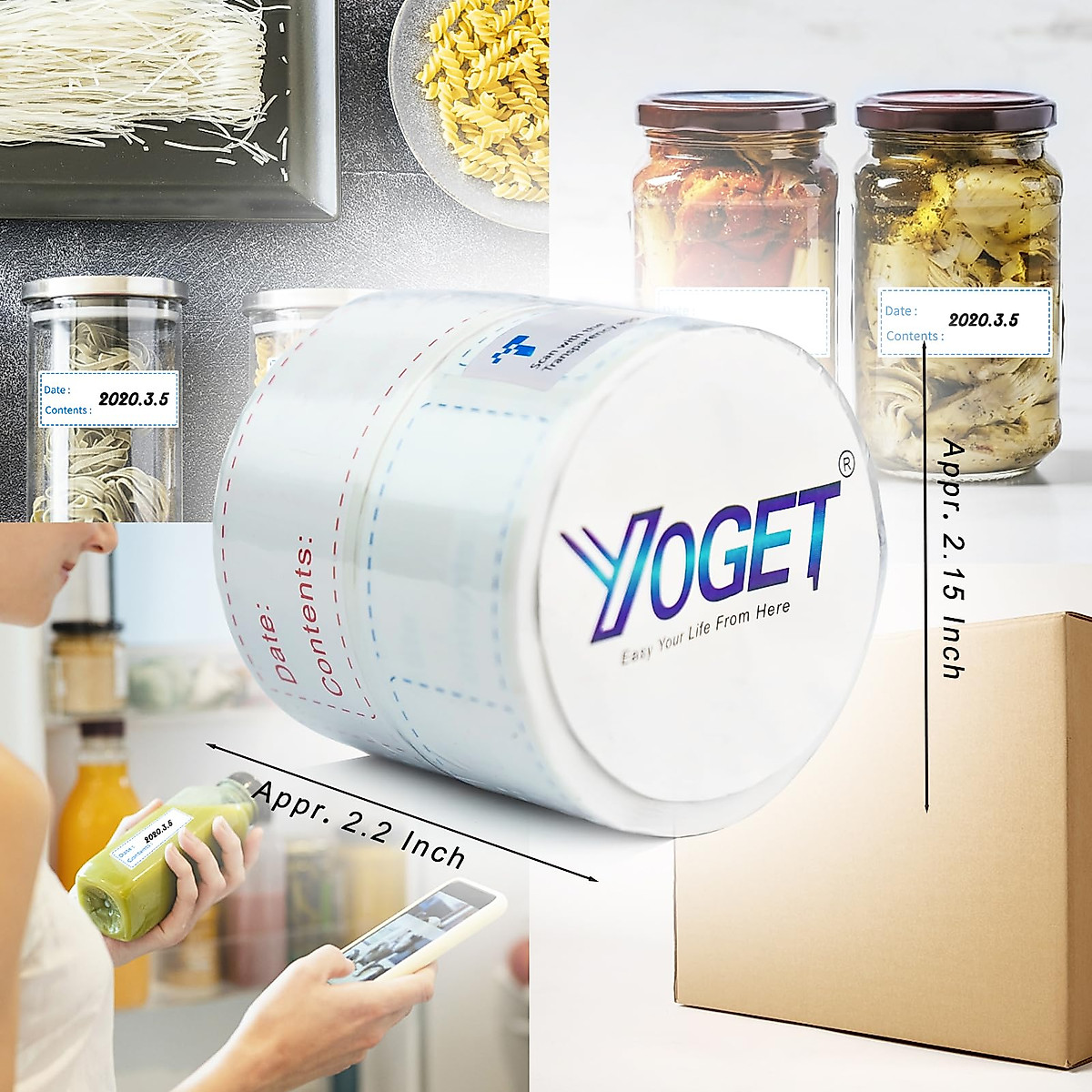 300pcs Removable Freezer Labels, Yoget 1 x 3 Inch Food Storage Stickers, Refrigerator Freezer Paper Label Easy Clean Leaves No Residue, 2 Color Food Labels Roll