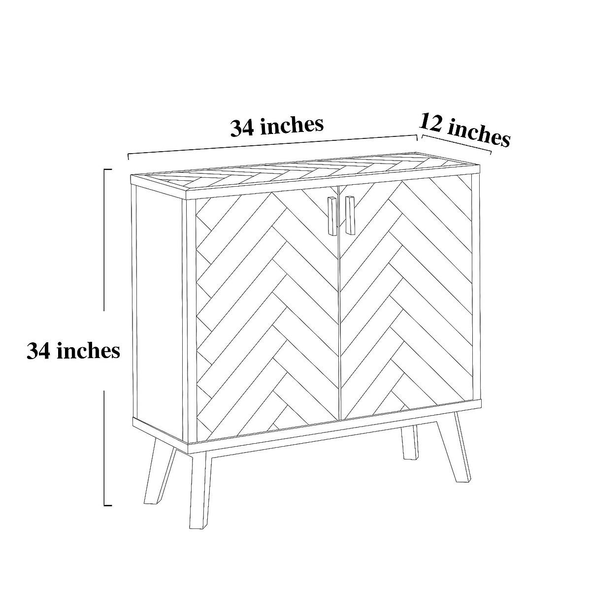 LALUZ Storage Cabinet, Multifunction Free Standing 2 Tier Cupboard with Double Door & Shelf for Living Room, Corridor, Brown