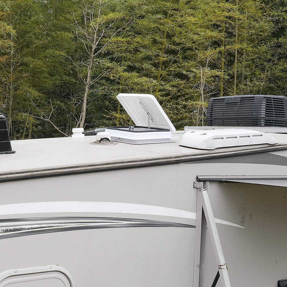 RVGUARD RV Roof Vent Cover 14 Inches, Universal Replacement Vent Lid White (2 Pack), Compatible with Ventline (pre 2008) & Elixir Vents (since 1994)