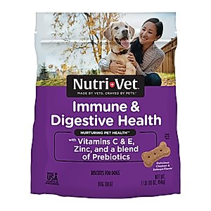 Nutri-Vet Immune & Digestive Health Biscuits for Dogs - Immune Health Dog Biscuits - Prebiotic & Postbiotic Dog Treat - Tasty Digestive Dog Biscuits - 16 oz