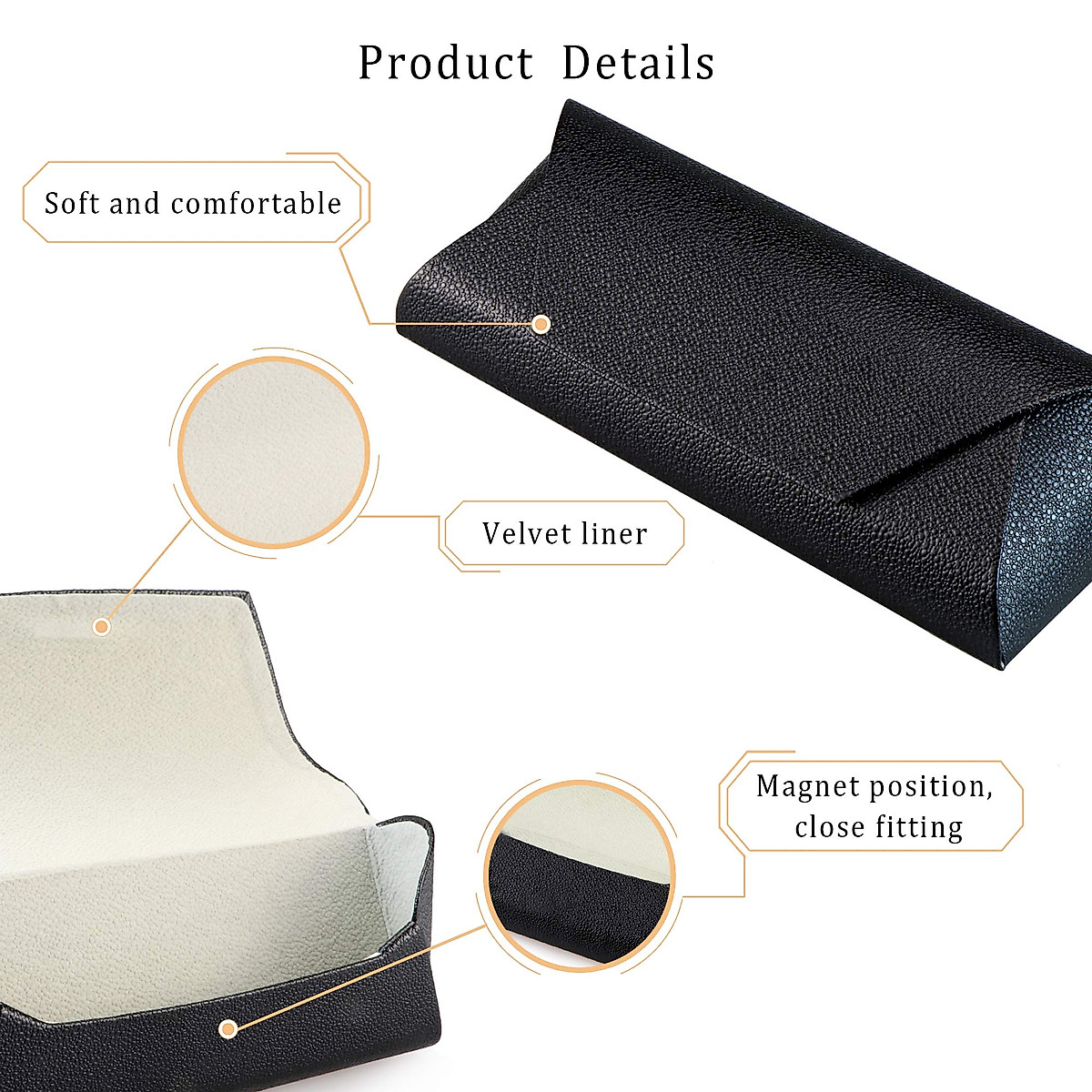 LifeArt Hard Shell Eyeglass Case, Metal, Black, Universal Fit, Magnetic Closure, Protective Interior for Glasses & Sunglasses