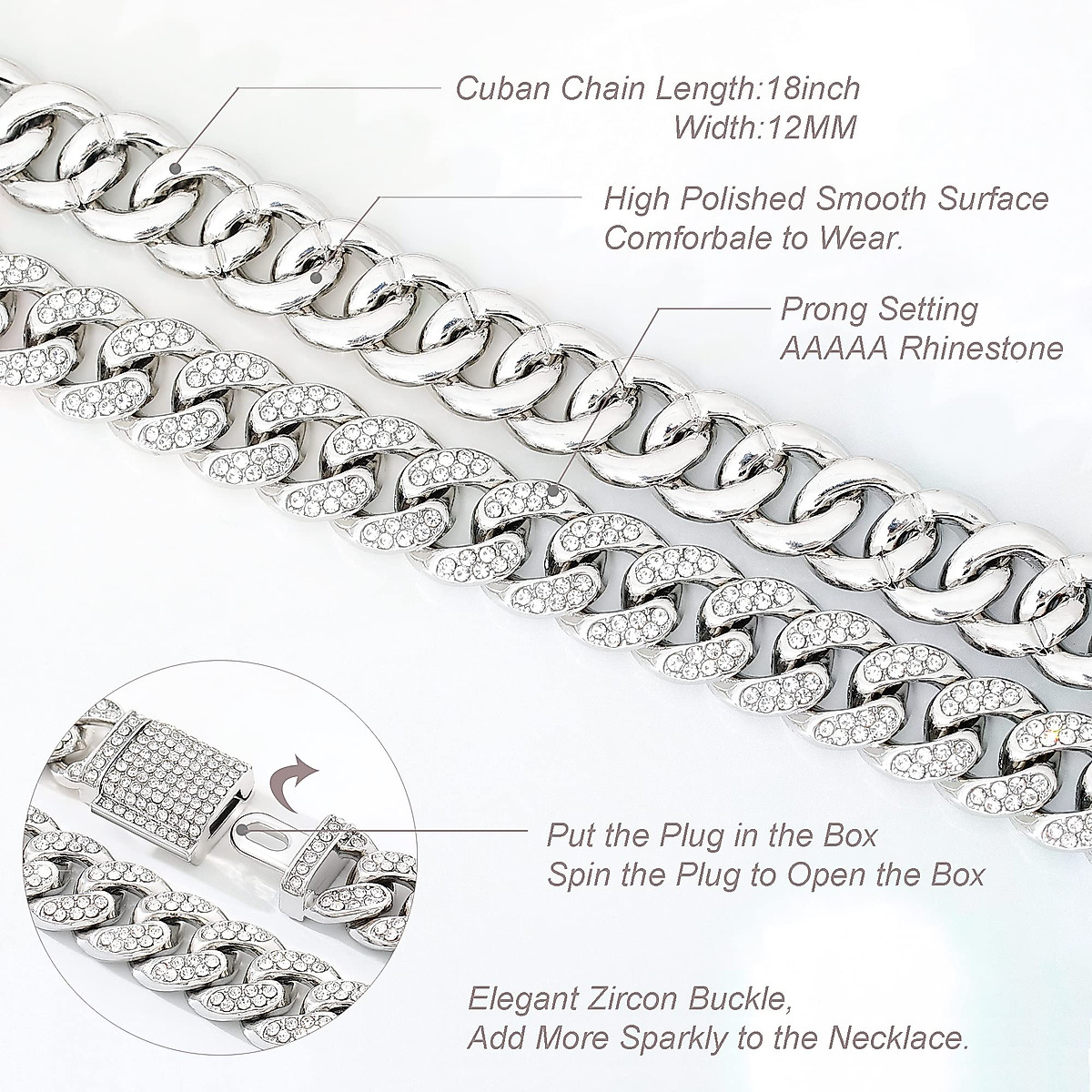 RLMOON Cursive Silver Initial Necklace for Women Miami Iced Out Cuban Chain Choker Necklace Diamond Initial Heart Pendant Letter Necklace Alphabet Hip Hop Jewelry M