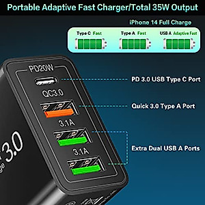 [4 Pack] USB-C Wall Charger, 35W 4-Port Quick 3.0+PD 3.0 Power Adapter, USB Fast Plug Charging Block Compatible for iPhone 14/14 Pro/14 Pro Max/14 Plus/13/12/11, XS/XR/X, Samsung Series, Tablet