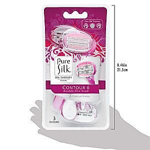 Pure Silk Contour 6 Premium Disposable Razor, 3 Count