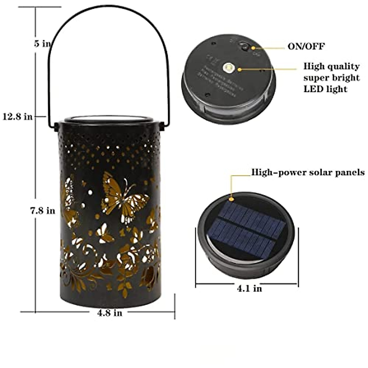 YJFWAL Solar Lantern Lights, Hanging Lights Outdoor, Pathway Lights, Solar Table Lights Waterproof, for Garden, Patio, Lawn, Yard, Deck, Tree, Party Decor (Warm White Butterfly