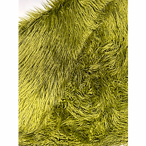 Faux/Fake Fur Mongolian Olive Green Fabric by The Yard