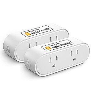 Smart Plug, Meross WiFi Dual Smart Outlet Supports Apple HomeKit, Siri, Alexa, Google Assistant & SmartThings, Voice & Remote Control, 10A, Timer, No Hub Required, 2.4GHz WiFi Only, 2 Pack