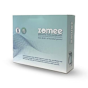 Zomee Microwave Steam Sterilizer Bags | Eliminates 99.9% of Germs and Bacteria | Disinfects Most Zomee Breast Pump Accessories | 5 Bags | Reusable for Up to 100 Sterilization Cycles