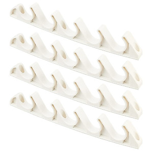 AHANDMAKER 4 Pcs Adjustment Brackets for Chaise, 5 Position Back Support Adjuster for Outdoor Patio Lounge, Plastic Hook Hangers, Vertical Hook Rack for Recliner Parts Replacement, Beige