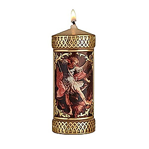 Hand Crafted St Michael The Archangel Catholic Prayer Candle, Unscented Decorative Candles for Devotional, Religious Gifts for Christian Families, 4.75 Inches