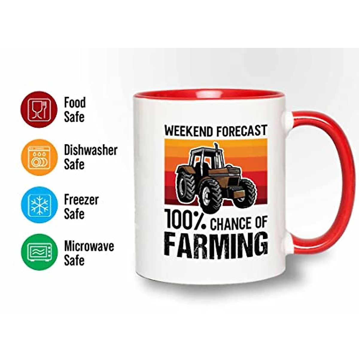 Bubble Hugs Farmer Birthday Two Tone Red Edition Coffee Mug 11oz - Forecast Farming - Dry Farming Farm ranch Market Garden Agricultural Seed Drill Acre Hay Tractor Farmer Crops
