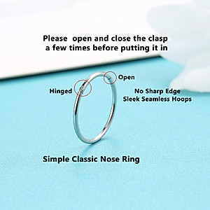 6Pcs 20g Nose Rings for Women Men 316L Surgical Steel Hinged Earring Hoops Rook Helix Cartilage Daith Tragus Earrings 6 mm 8mm 10mm Set