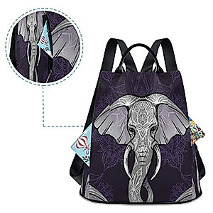ALAZA Ethnic Elephant Head Backpack Purse with Adjustable Straps for Woman Ladies