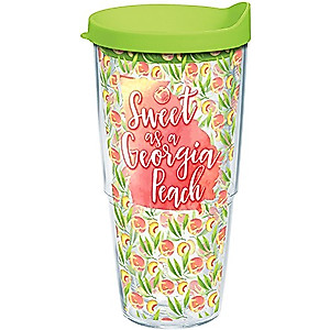 Tervis Sweet as a Georgia Peach Made in USA Double Walled Insulated Tumbler Travel Cup Keeps Drinks Cold & Hot, 24oz, Clear