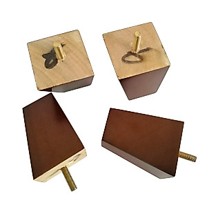 Btibpse 3" Solid Wood Sofa/Chair/Ottoman Legs Slanted Tapered Walnut Finish Furniture Legs Set of 4