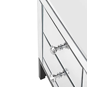 HONHPD Mirrored 2 Drawer Nightstand, Crystal End Table with 2-Drawers, Mirror Accent Silver Table, Bedroom Mini Cabinet Furniture (Delivery from Local Warehouse in The United States)