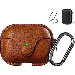 Maxjoy for AirPods Pro 2 Case Leather, Airpods Pro Leather Case Cover with Keychain Airpods Strap Compatible with Apple Airpods Pro 2nd Generation 2022/ AirPods Pro 2019 (Front LED Visible), Brown