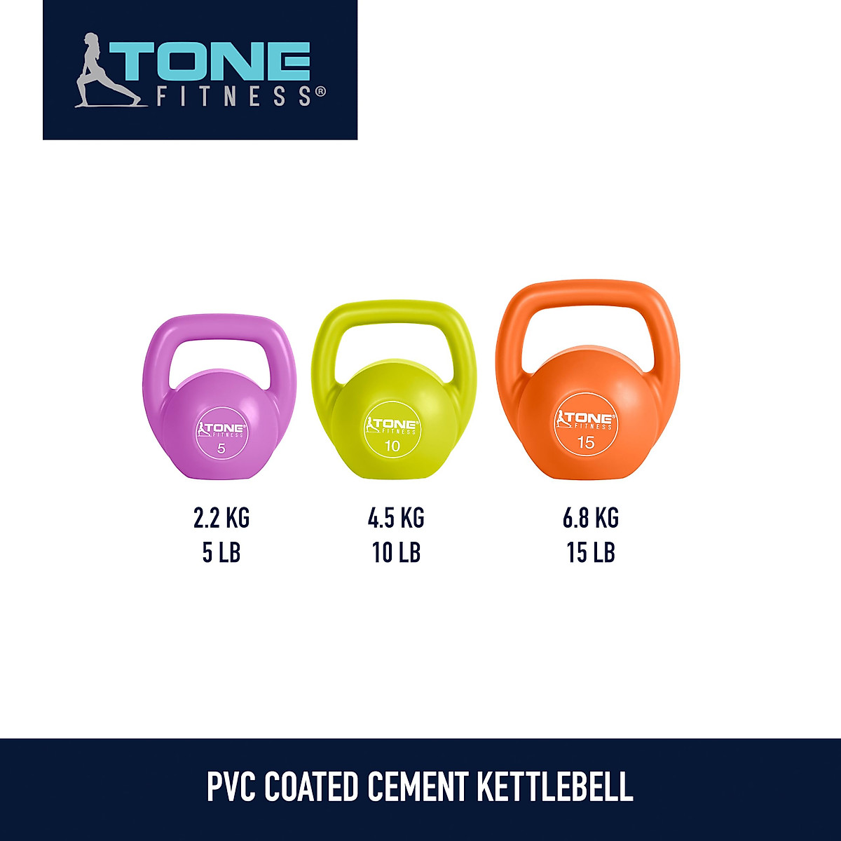 Tone Fitness Kettlebell Body Trainer Set of 3 (5, 10, 15 Pound)