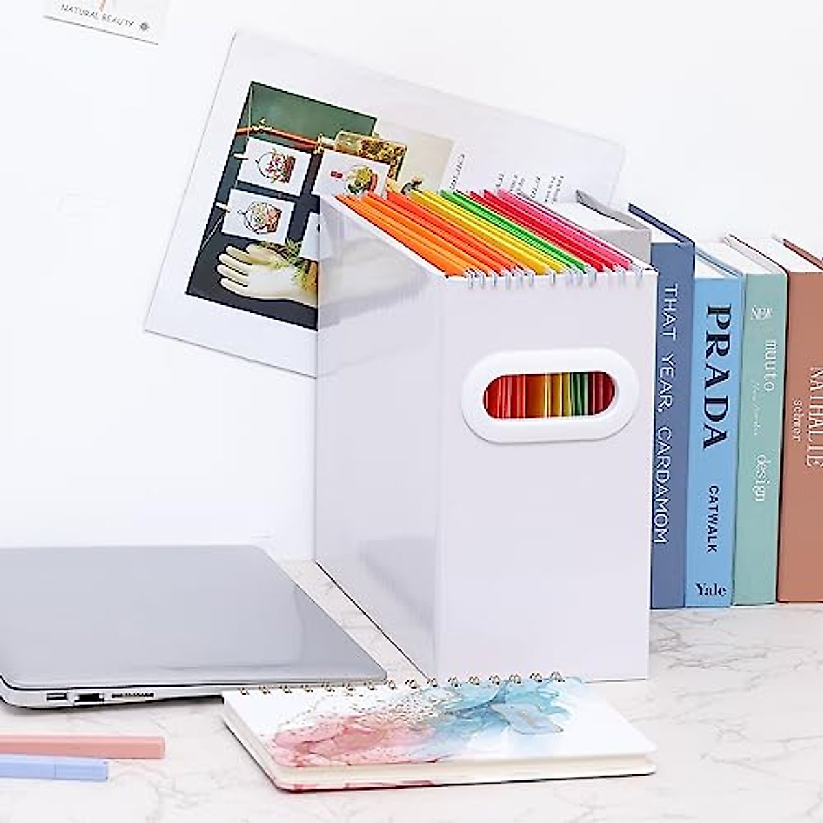 EOOUT 3 Pack Hanging File Folder Organizer, Hanging File Box for Letter Size Cardboard File Folder Boxes Storage with Handles for Office Home School, White