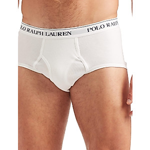 POLO RALPH LAUREN Mens Classic Fit Cotton 4-pack Briefs, White/Cruise Navy, Medium US