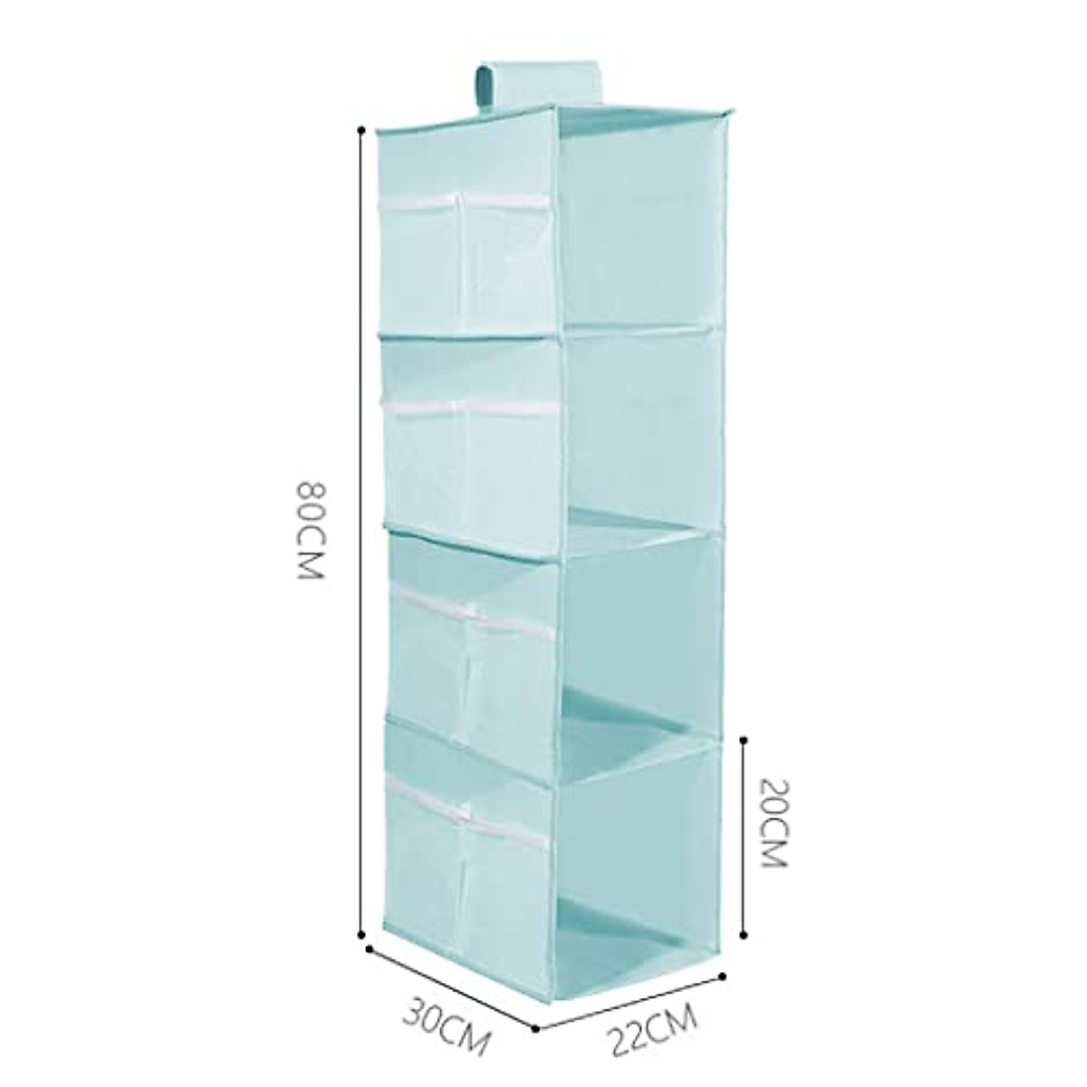 Leefasy Hanging Closet Organizer Wardrobe Storage Shelves for Sweaters Hat Clothes with Side Storage Bag Easily Attach to Closet Rods , Blue