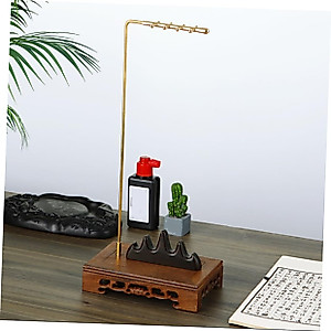 EXCEART Chicken Wing Wood Pen Hanging Calligraphy Stand Shelf Brush Pen Organize Rack Brush Holder Chinese Calligraphy Brush Stand Brush Pen Hanging Rack Display Stand Brass