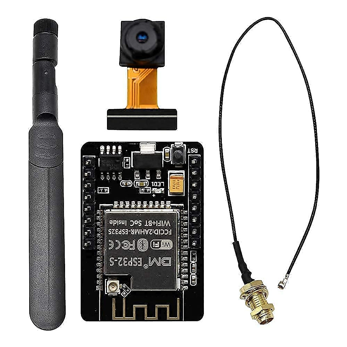 Aideepen ESP32-CAM-MB W- BT Board Micro USB to Serial Port CH-340G with 8DBI High Gain Dual-Band Antenna + 20cm IPEX to RP-SMA Cable