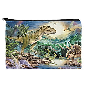 Tyranosaur T-Rex Jurassic Sunset Pencil Pen Organizer Zipper Pouch Case