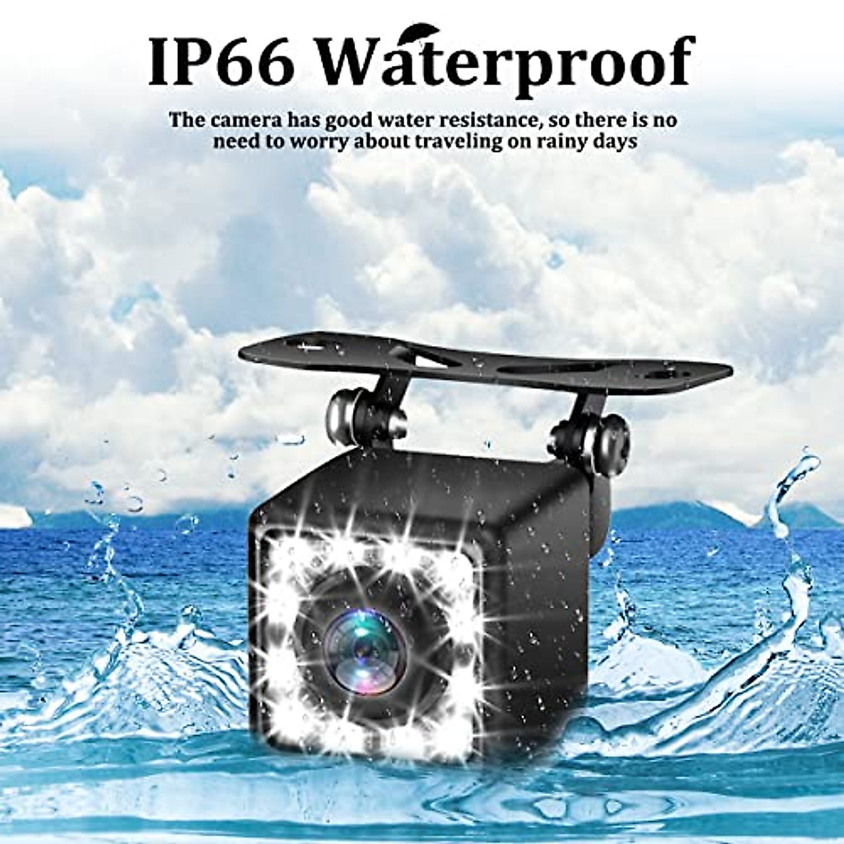 12LED Rear View Camera CVBS Switching Car Reverse Camera IP66 Waterproof Night Vision HD Backup Reversing Camera 170° Wide-Angle Parking Assistance Cameras for Cars Pickup Trucks RVs Vans SUVs