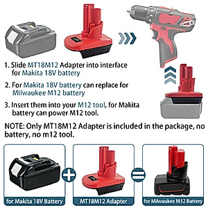 BTRUI for Milwaukee M12 Battery Adapter, Convert for Makita 18V Battery to for Milwaukee M12 12V Battery Tools