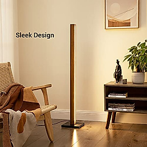 EDISHINE Wooden Corner Floor Lamp, Sleek Dimmable LED Atmosphere Lamp, Minimalist Standing Mood Lighting for Living Room, Bedroom, Studio, Office, 3000K Warm Light, 46"